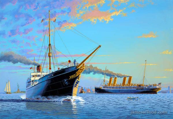 SS Spartan Prince & SS Kronprinz Wilhelm - James A Flood Artist