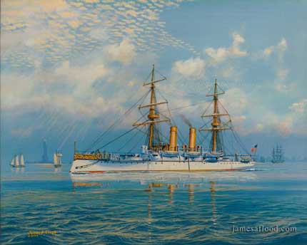 USS Boston 1884 Protected Cruiser - James A Flood Artist