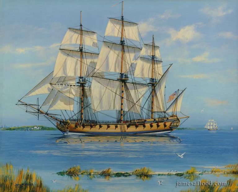 USS Boston 1799 - Frigate - James A Flood Artist